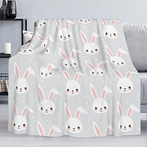 FeHuew Childish Bunny Cartoon Rabbits Soft Throw Blanket 40x50 inch Lightweight Warm Flannel Fleece Blanket for Couch Bed Sofa Travel Camping for Kids Adults