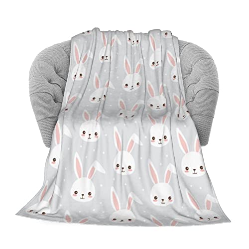 FeHuew Childish Bunny Cartoon Rabbits Soft Throw Blanket 40x50 inch Lightweight Warm Flannel Fleece Blanket for Couch Bed Sofa Travel Camping for Kids Adults