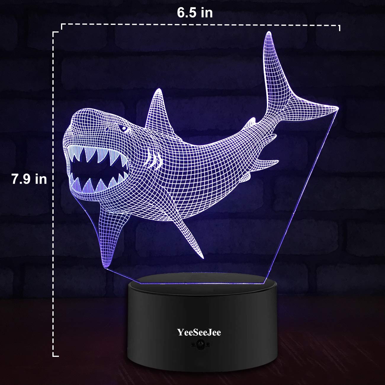 YeeSeeJee Shark Toys,Shark Night Light with 7 Colors Adjustable Timer Remote Control Shark Toys for Boys Birthday Gifts for Girls Age 5 6 7 8 9 Year Old Boys Gifts (Shark 7CB)