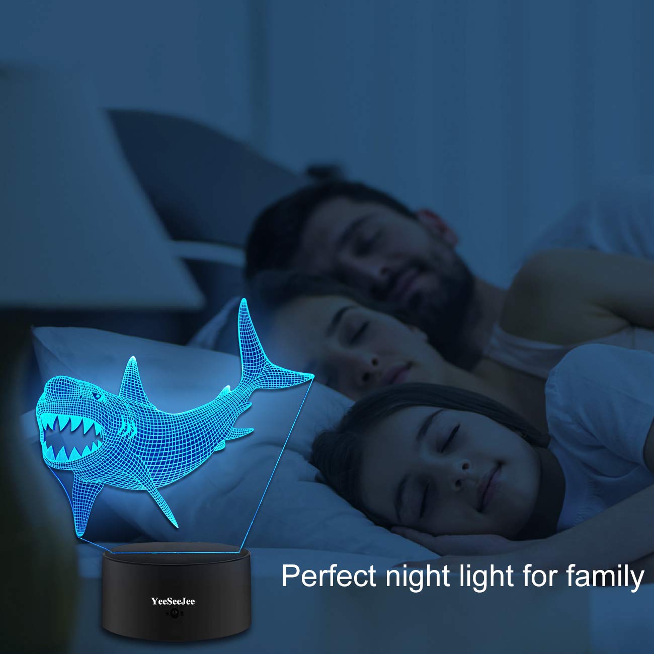 YeeSeeJee Shark Toys,Shark Night Light with 7 Colors Adjustable Timer Remote Control Shark Toys for Boys Birthday Gifts for Girls Age 5 6 7 8 9 Year Old Boys Gifts (Shark 7CB)