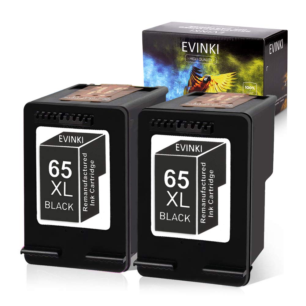 EVINKI Remanufactured Ink Cartridge Replacement for HP 65 HP 65XL for Envy 5055 5052 5058 DeskJet 3755 2655 3720 3722 3723 3730 3732 3752 3758 2652 2624 Printer (2B)