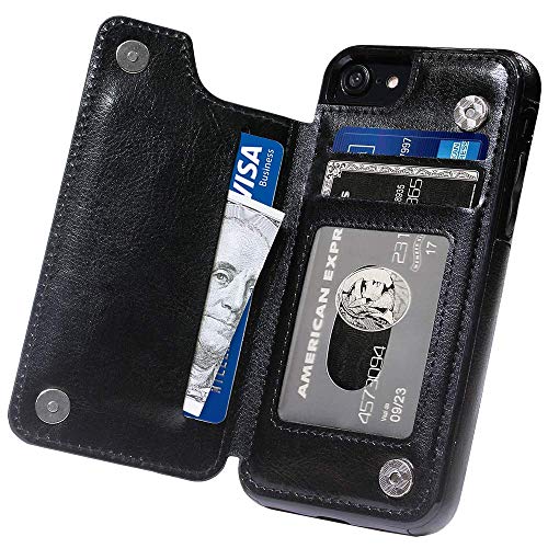 MIDOLA Wallet Case iPhone 7 8 SE (2020) with Card Holder Cover Cell Phone Leather Protective Purse 4.7 Inch Black