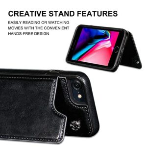 MIDOLA Wallet Case iPhone 7 8 SE (2020) with Card Holder Cover Cell Phone Leather Protective Purse 4.7 Inch Black