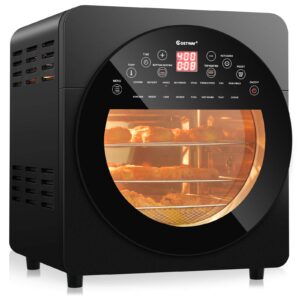 costway 16-in-1 air fryer oven, with 16 cooking presets rotisserie dehydrator roast bake broil, oil-free with timer temperature control and 8 accessories, 15.5 qt