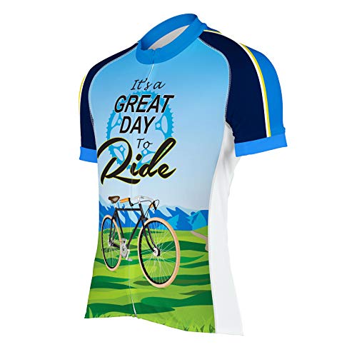 CORVARA BIKE WEAR It's a Great Day Men's Cycling Short Sleeve Bike Jersey (4X-Large) Blue