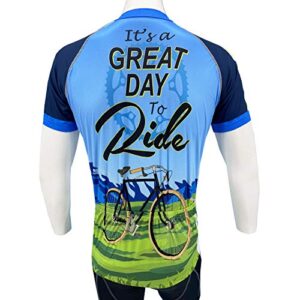 CORVARA BIKE WEAR It's a Great Day Men's Cycling Short Sleeve Bike Jersey (4X-Large) Blue