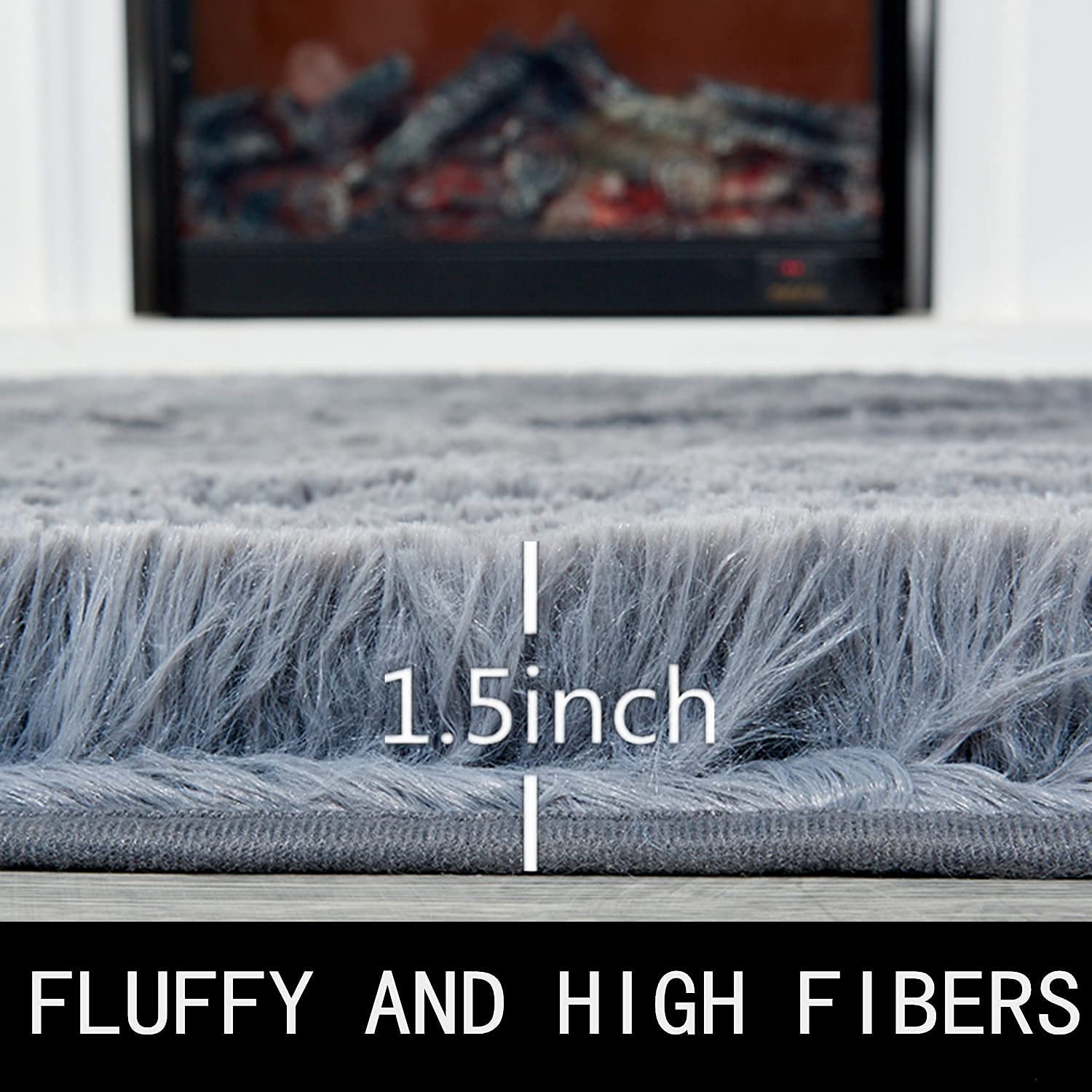 EasyJoy Super Soft Rugs for Living Room, Area Rugs for Bedroom 4x4 Dark Grey Fluffy Room Rug, Large Shag Throw Rug for Nursery Kids Room, Cute Mordern Fuzzy Rug for Playroom