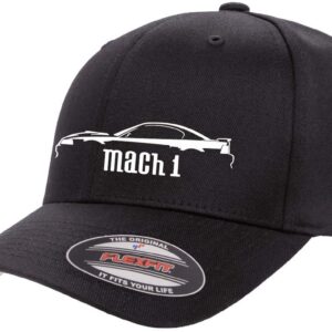 2003 2004 Ford Mach 1 Mustang Classic Outline Design Flexfit 6277 Athletic Baseball Fitted Hat Cap Black L/XL