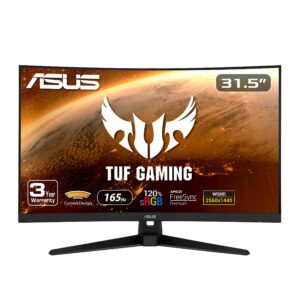 asus tuf gaming vg32vq1b 31.5” curved monitor, wqhd (2560 x 1440), 165hz (supports 144hz), 1ms, freesync premium/adaptive-sync, extreme low motion blur, hdr10, hdmi displayport (renewed)