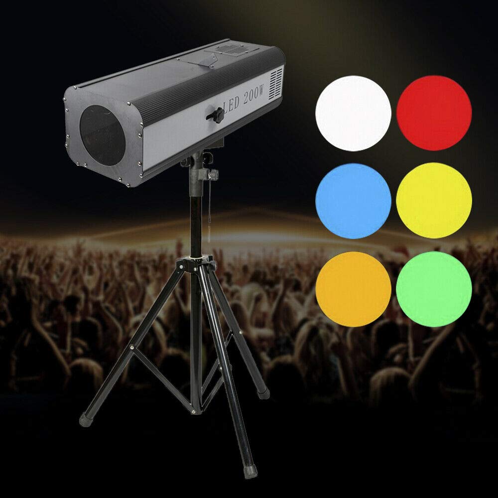 200W LED Follow Spot Light Manual Control Spotlight Stage Light Adjustable Aperture DJ Wash Light for Party Disco Wedding Birthdays Christmas Party Show 110V