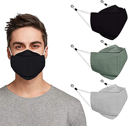 IndoTribe 3D Anti Fogging Cloth Face Mask With Nose Wire & Adjustable Earloops (Pack of 3)