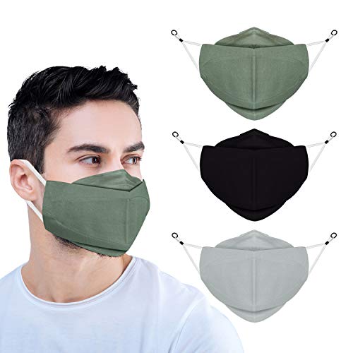 IndoTribe 3D Anti Fogging Cloth Face Mask With Nose Wire & Adjustable Earloops (Pack of 3)