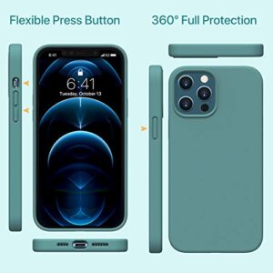 Miracase Compatible with iPhone 12 Pro Max Case 6.7 inch [Soft Anti-Scratch Microfiber Lining], Liquid Silicone Case Gel Rubber Full Body Protection Shockproof Drop Protection Case(Midnight Green)