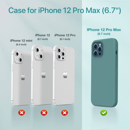 Miracase Compatible with iPhone 12 Pro Max Case 6.7 inch [Soft Anti-Scratch Microfiber Lining], Liquid Silicone Case Gel Rubber Full Body Protection Shockproof Drop Protection Case(Midnight Green)