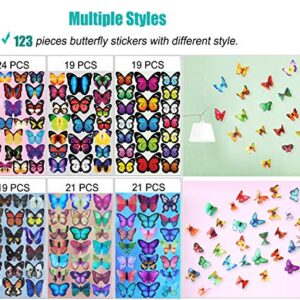 Heansun 123 PCS Butterfly Wall Stickers, Butterflies Decor for Home Nursery Room Decor