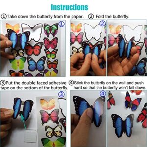 Heansun 123 PCS Butterfly Wall Stickers, Butterflies Decor for Home Nursery Room Decor