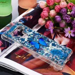 CAIYUNL for LG Stylo 6 Case,LG Stylo 6 Phone Case,Glitter Bling Floating Liquid Sparkle Quicksand Cute Clear TPU Silicone Women Girls Case Shockproof Protective Cover for LG Stylo 6-Blue Butterfly