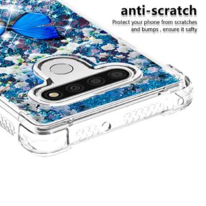 CAIYUNL for LG Stylo 6 Case,LG Stylo 6 Phone Case,Glitter Bling Floating Liquid Sparkle Quicksand Cute Clear TPU Silicone Women Girls Case Shockproof Protective Cover for LG Stylo 6-Blue Butterfly