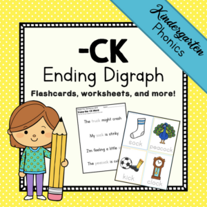 ck ending digraph kindergarten phonics