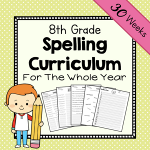 8th grade spelling curriculum for the year