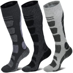 ski socks merino wool thermal knee high winter snowboard sport socks men women, hunting large