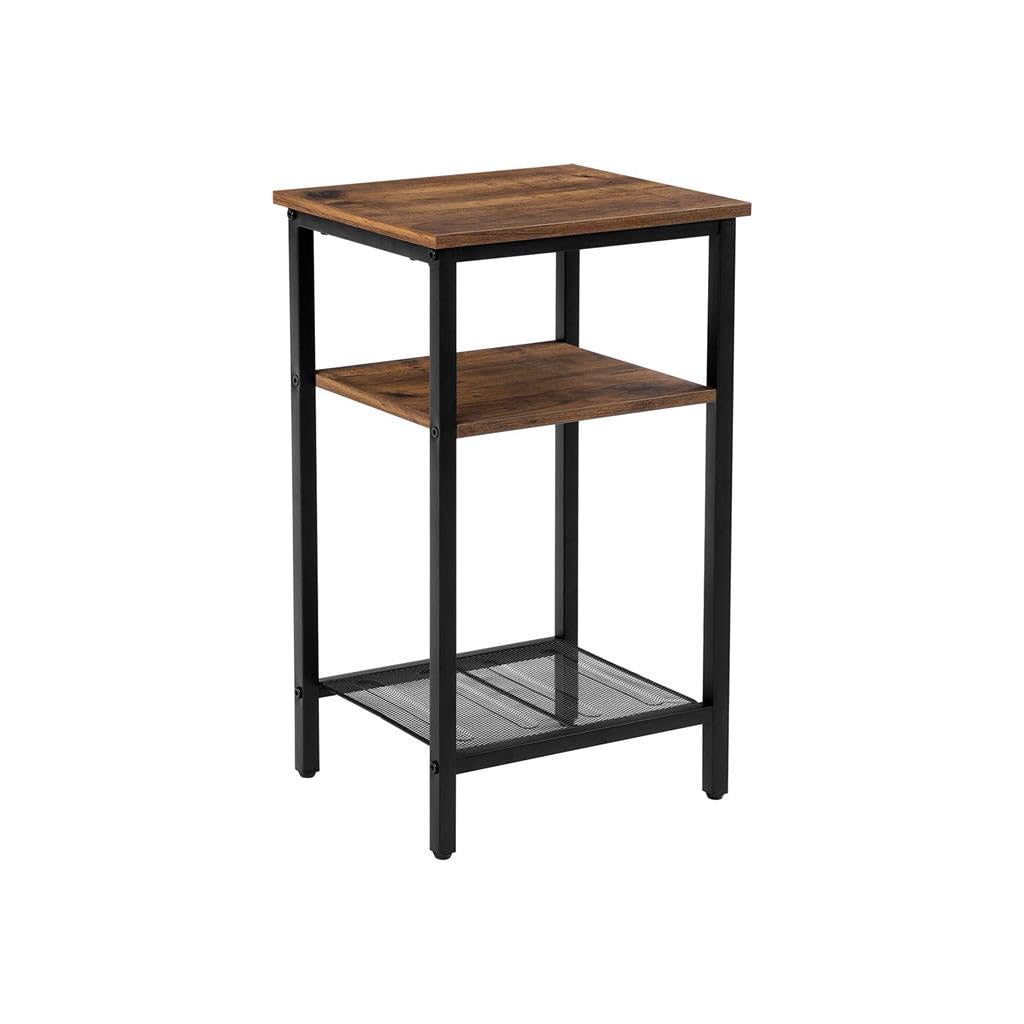 VASAGLE End Table, 3-Tier Nightstand, Side Table for Small Space in Living Room, Bedroom, Steel Frame, Easy Assembly, 1 Pack, Chestnut Brown