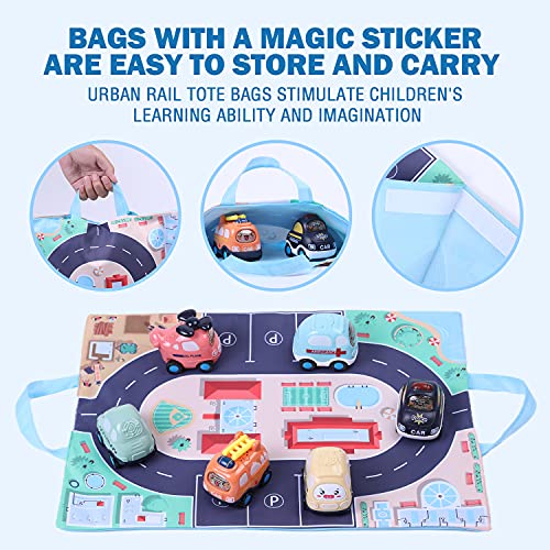 EARCASE Baby Toy Cars for 1 2 3 Year Old Boy with Play Mat Storage Bag, Push and Go Car Toddler Toy Friction Powered Cars, Best Gift Toy for 1 2 3 4 5 Year Old Boys Girls