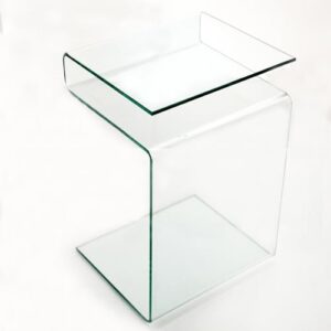 SMARTIK Glass Nightstand Side&End Table, Modern S-Shaped Clear Bedside Table/Side Table/Coffee Table for Living Room,Sofo Accessories, and Bedroom (S Shaped 16.55"x14.56"X24.02"H)