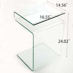 SMARTIK Glass Nightstand Side&End Table, Modern S-Shaped Clear Bedside Table/Side Table/Coffee Table for Living Room,Sofo Accessories, and Bedroom (S Shaped 16.55"x14.56"X24.02"H)