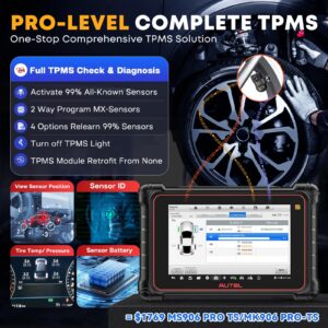 Autel MaxiPRO MP900TS Scanner, 2024 8IN MP900-TS Upgrade of MP900BT/ MS906TS/ MP808S-TS, DoIP CAN-FD, Full TPMS as MS906 Pro-TS, Advanced ECU Coding, 40+ Services, BiDirectional Control, Auto Scan 2.0