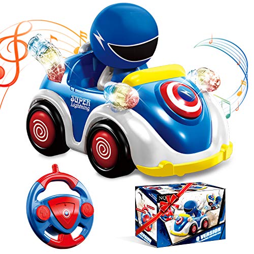 NQD Remote Control Cartoon Car for Toddlers with Music and Lights, 2.4GHz Radio Control RC Race Car, Educational Learning Toys