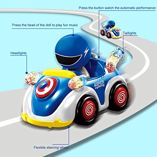 NQD Remote Control Cartoon Car for Toddlers with Music and Lights, 2.4GHz Radio Control RC Race Car, Educational Learning Toys