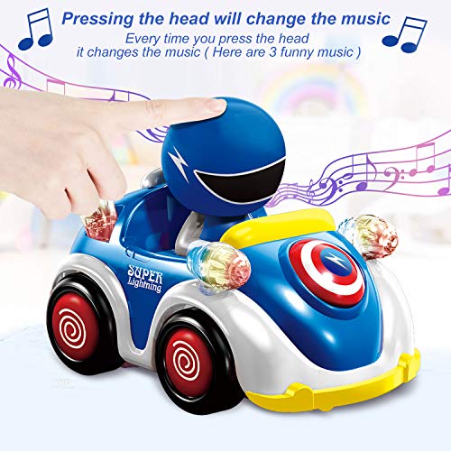 NQD Remote Control Cartoon Car for Toddlers with Music and Lights, 2.4GHz Radio Control RC Race Car, Educational Learning Toys