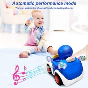 NQD Remote Control Cartoon Car for Toddlers with Music and Lights, 2.4GHz Radio Control RC Race Car, Educational Learning Toys