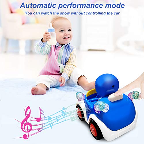 NQD Remote Control Cartoon Car for Toddlers with Music and Lights, 2.4GHz Radio Control RC Race Car, Educational Learning Toys