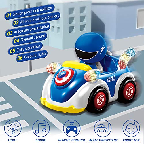 NQD Remote Control Cartoon Car for Toddlers with Music and Lights, 2.4GHz Radio Control RC Race Car, Educational Learning Toys