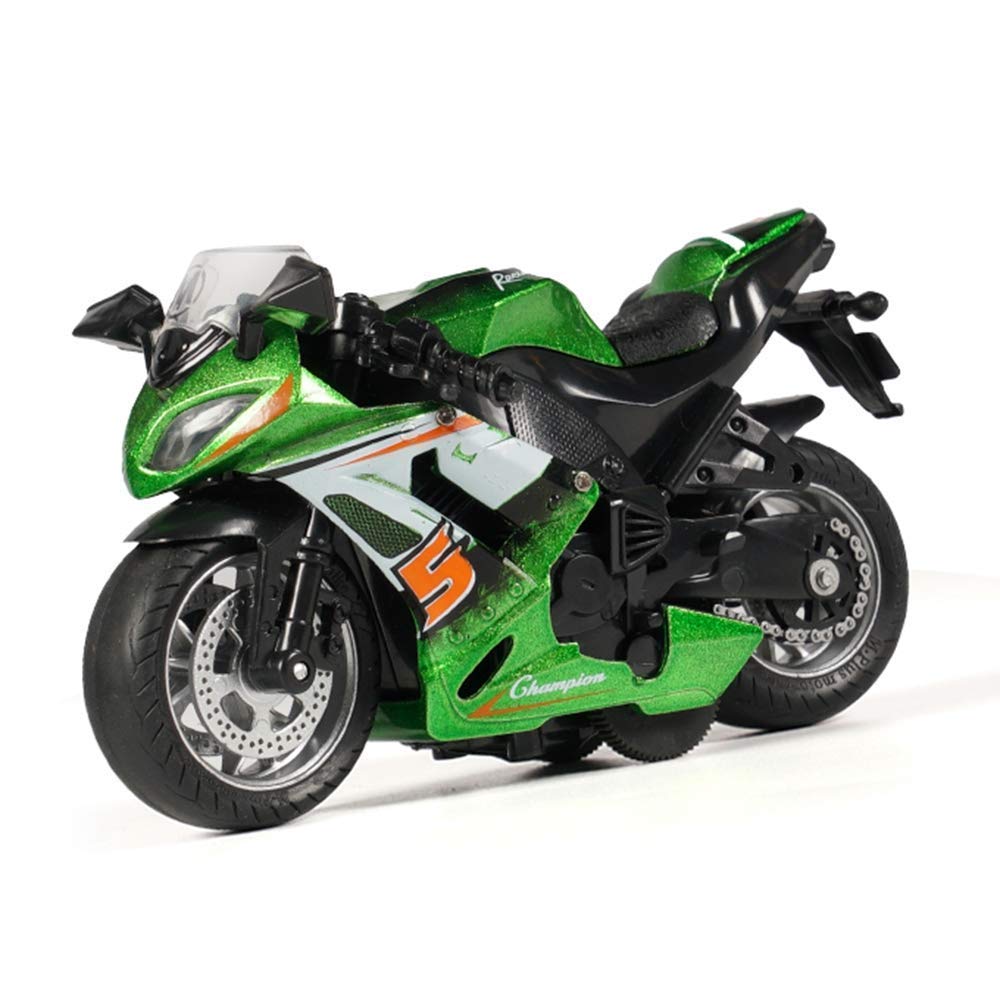 Gilumza Pull Back Motorcycle Toys, Tiny Gift with Music Lighting, Race Motorcycles Toy for Boys Kids Age 3 4 5 6 7 8 Year Old (Green)