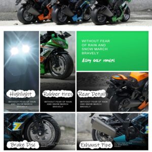 Gilumza Pull Back Motorcycle Toys, Tiny Gift with Music Lighting, Race Motorcycles Toy for Boys Kids Age 3 4 5 6 7 8 Year Old (Green)