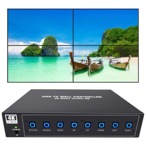 iseevy 4k60 uhd video wall controller 2x2 1x2 2x1 1x3 3x1 1x4 4x1 tv wall controller for 4 tv splicing display support 3840x2160@60hz inputs and rotate 90 degree for portrait mode screens