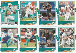 2020 panini donruss football miami dolphins team set 11 cards w/drafted rookies tua tagovailoa rookie card