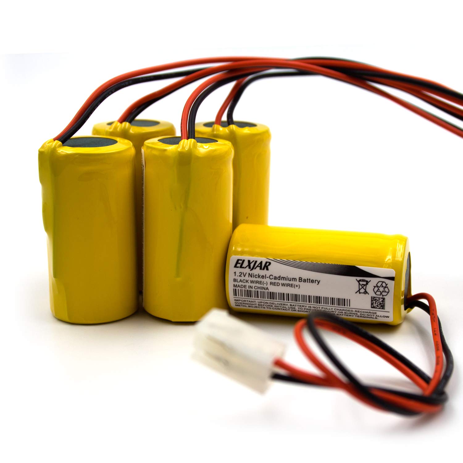 elxjar (5-Pack) 1.2V 1200mAh ELB-1P201N1 Ni-CD Battery Pack Replacement for Exit Sign Emergency Light Lithonia ELB0300 ELB-0300 ELB1P201N1 OSI OSA045 OSA-045 NIC0027 Bel-128 Bel128