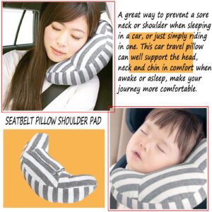 Car Seat Travel Pillow Neck Support Cushion Pad for Kids, WenMei Super Soft Headrest Shoulder Pad in Car, Universal Safety Belt Sleeping Pillow for Children Adults, Compatible with All Cars (Gray)