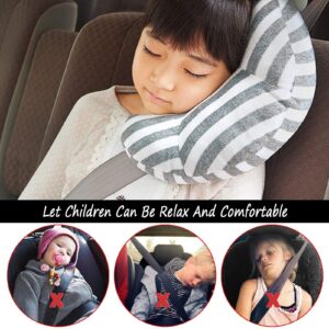 Car Seat Travel Pillow Neck Support Cushion Pad for Kids, WenMei Super Soft Headrest Shoulder Pad in Car, Universal Safety Belt Sleeping Pillow for Children Adults, Compatible with All Cars (Gray)