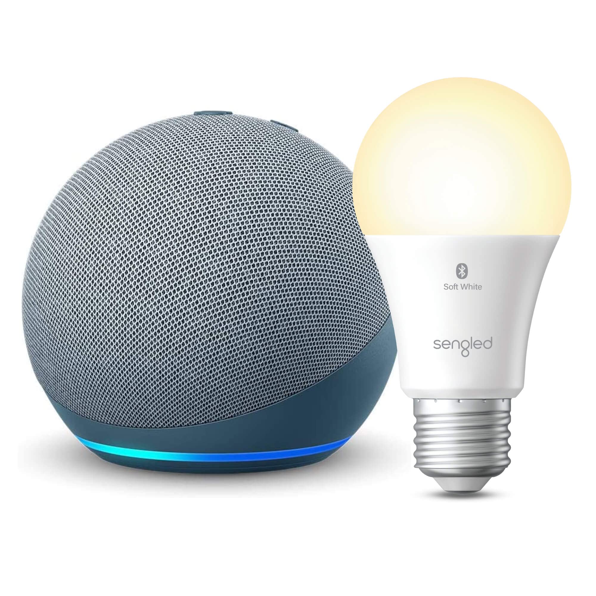 Echo Dot (4th Gen) | Twilight Blue with Sengled Bluetooth bulb | Alexa smart home starter kit