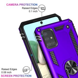 LUMARKE for Galaxy A51 Case with Screen Protector（2 Pack,Pass 16ft Drop Test Military Grade Heavy Duty Cover with Magnetic Kickstand,Protective Phone Case for Samsung Galaxy A51 Purple