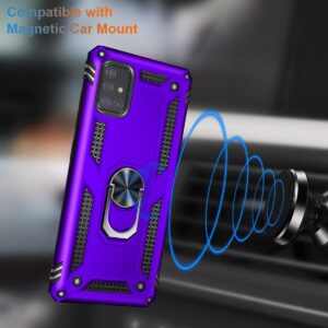 LUMARKE for Galaxy A51 Case with Screen Protector（2 Pack,Pass 16ft Drop Test Military Grade Heavy Duty Cover with Magnetic Kickstand,Protective Phone Case for Samsung Galaxy A51 Purple