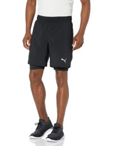 puma mens run favorite 7" woven 2in1 shorts, puma black, x-large us