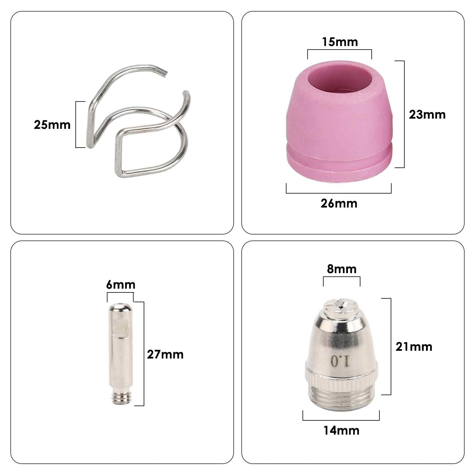 Hynade Plasma Cutter Torch Consumables, AG60P Consumables Pilot Arc Cutting Torch Tip Nozzles AG60P AG60 Plasma Torch Consumables for HYC50DP, CUT50H, PLC50DP Plasma Cutter 50 PCS(AG60 parts)