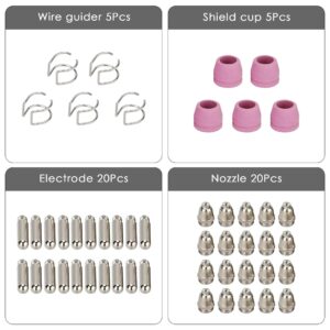 Hynade Plasma Cutter Torch Consumables, AG60P Consumables Pilot Arc Cutting Torch Tip Nozzles AG60P AG60 Plasma Torch Consumables for HYC50DP, CUT50H, PLC50DP Plasma Cutter 50 PCS(AG60 parts)