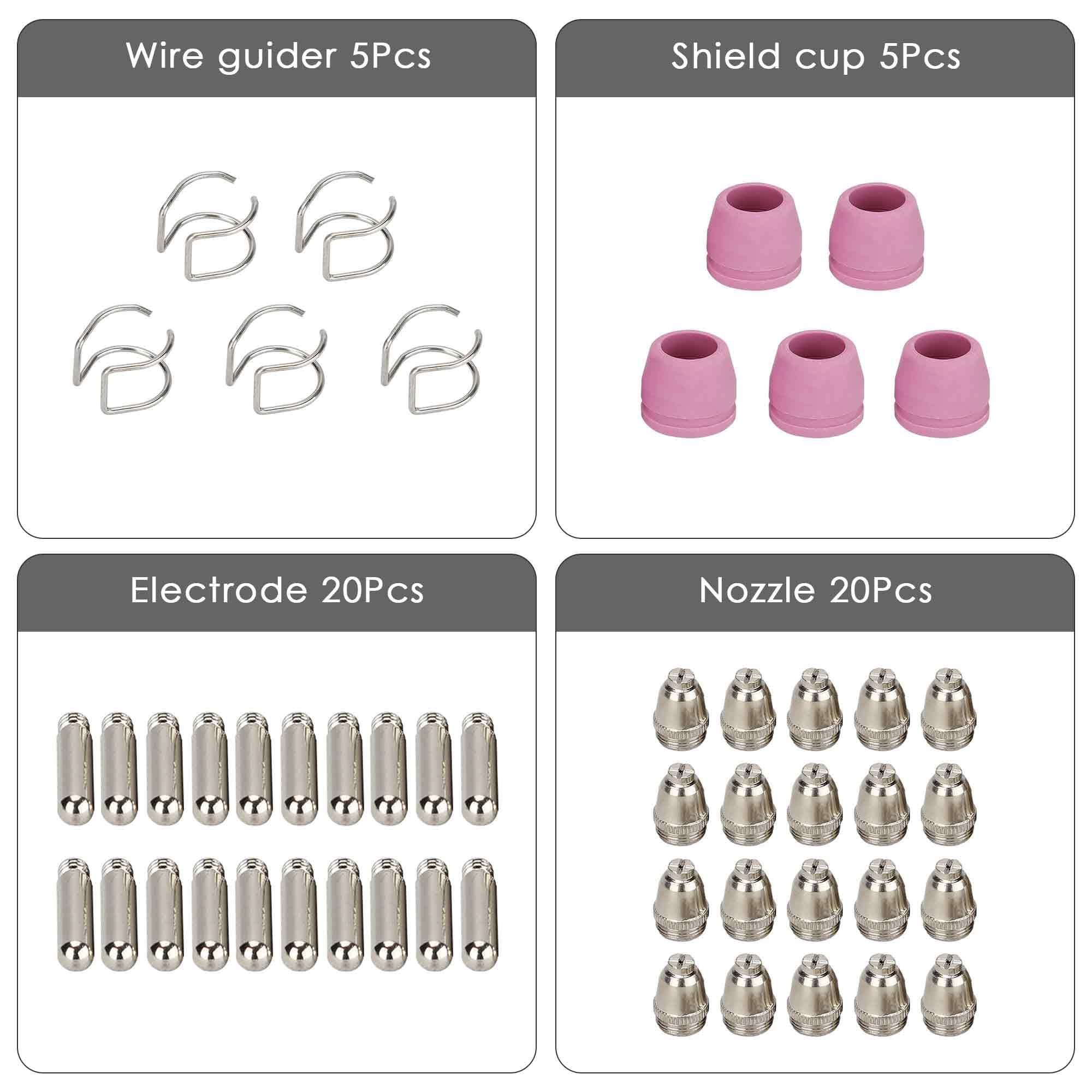 Hynade Plasma Cutter Torch Consumables, AG60P Consumables Pilot Arc Cutting Torch Tip Nozzles AG60P AG60 Plasma Torch Consumables for HYC50DP, CUT50H, PLC50DP Plasma Cutter 50 PCS(AG60 parts)